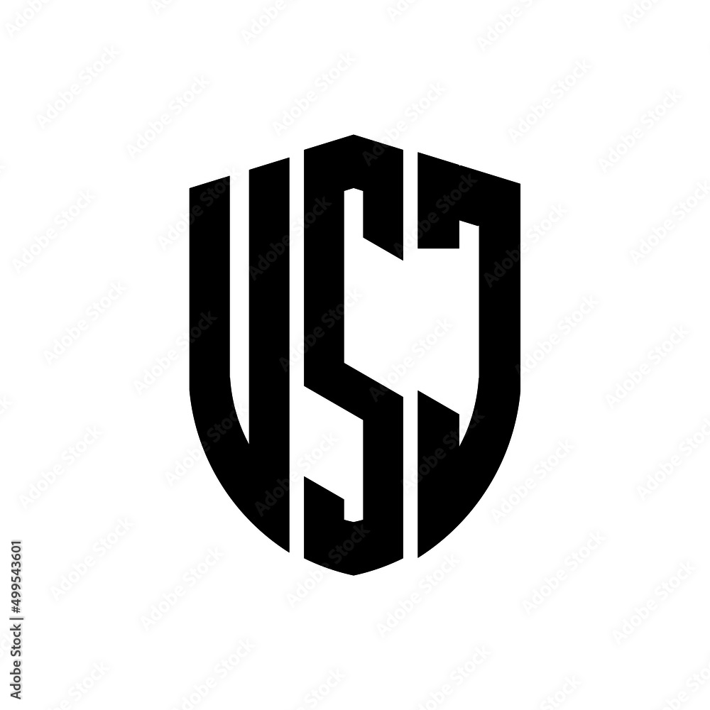 USJ letter logo design. USJ modern letter logo with black background ...