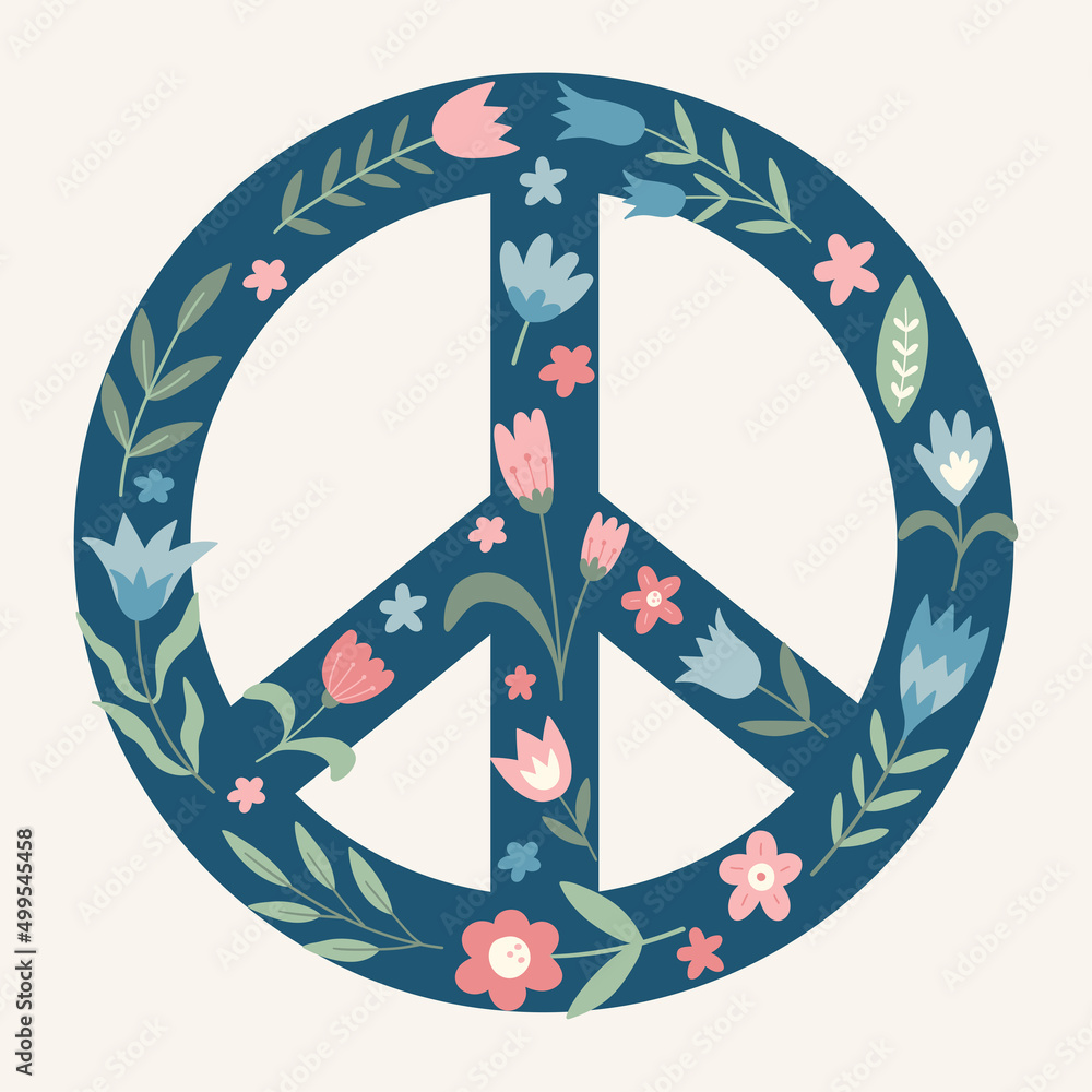 Floral peace symbol. Peace sign. Wildflowers in the shape of a symbol ...