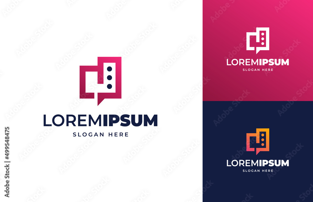 chat talk message discussion information digital tech vector logo ...