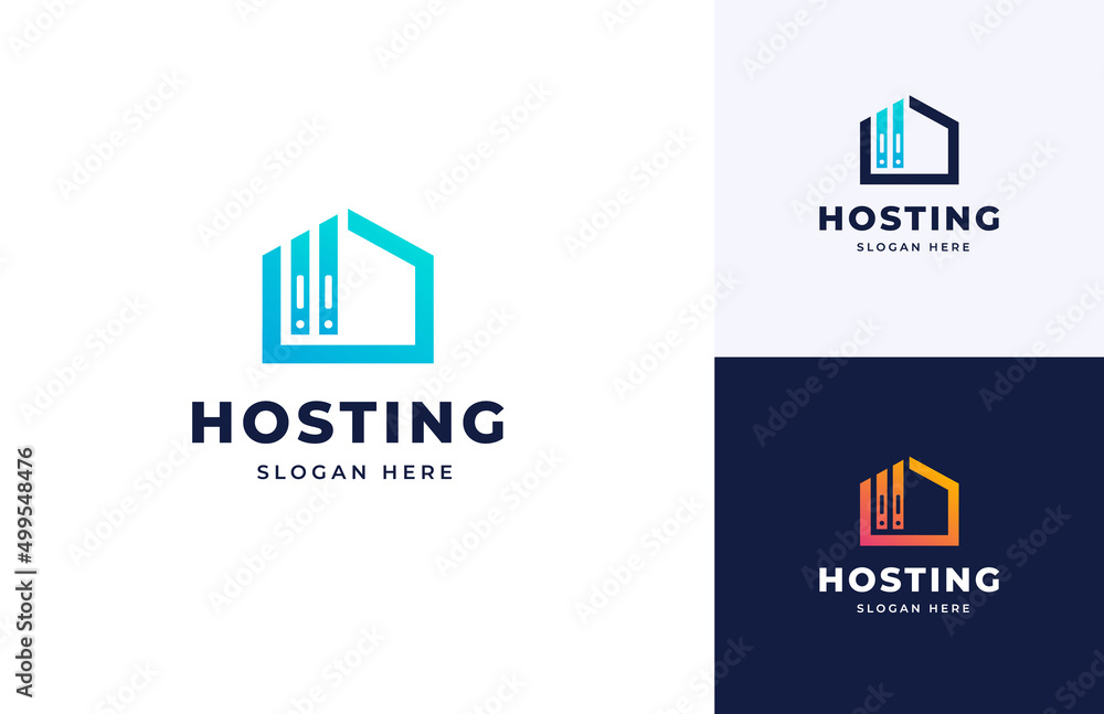 House hosting server storage data smart tech vector logo design ...