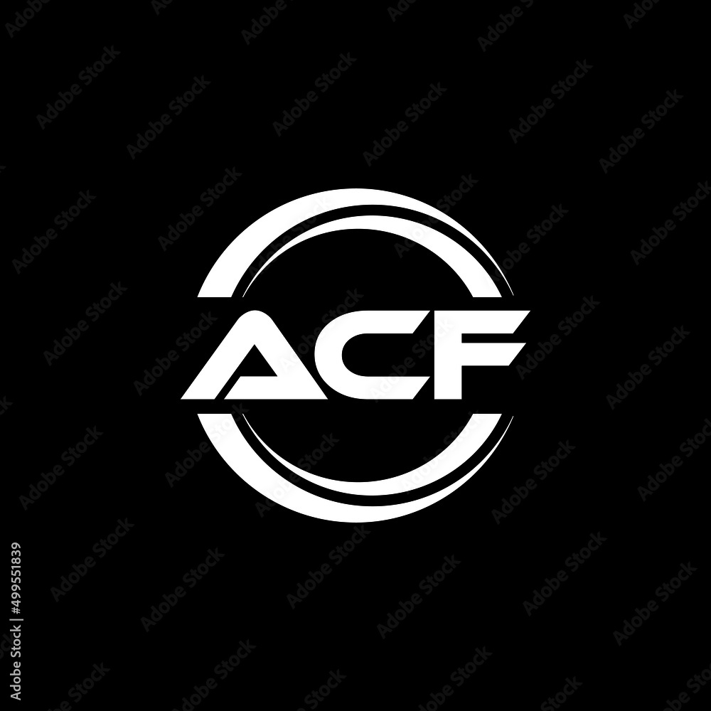 ACF letter logo design with black background in illustrator, vector ...