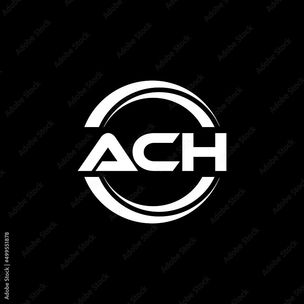 ACH letter logo design with black background in illustrator, vector ...