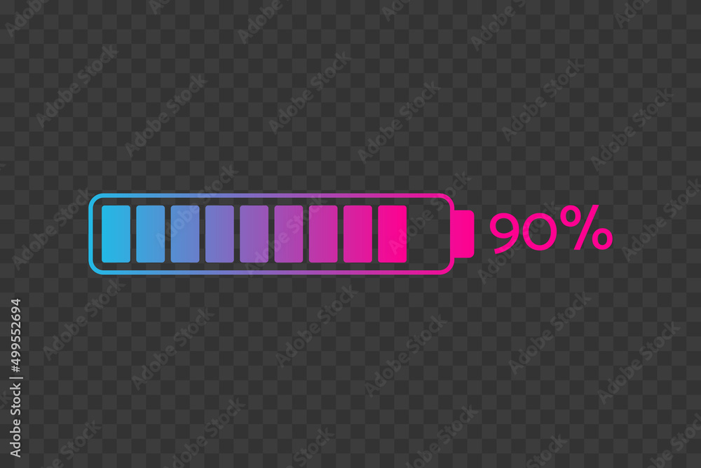 90 percent chart. Vector percentage infographics on transparent ...