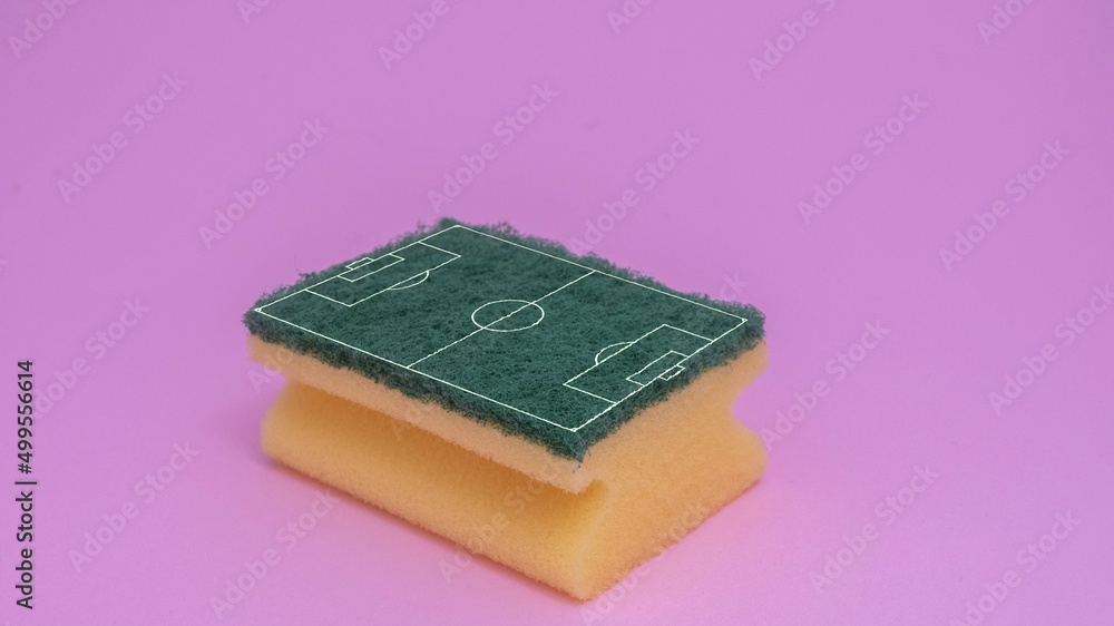 World soccer cup concept. Minimal soccer field concept. Sponge imitate ...
