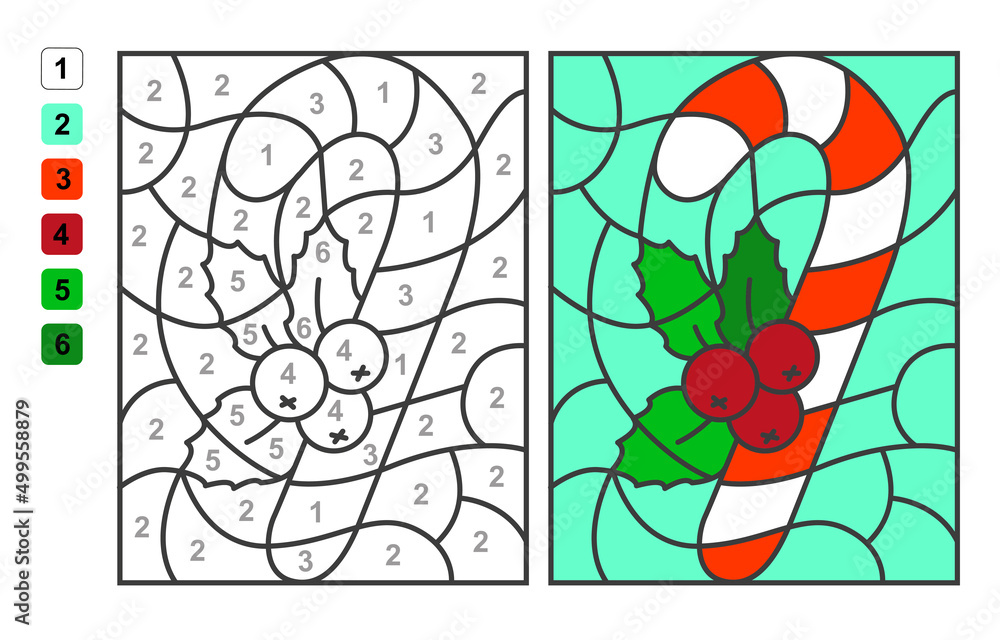 Merry Christmas. Color by numbers. Puzzle game for children education ...