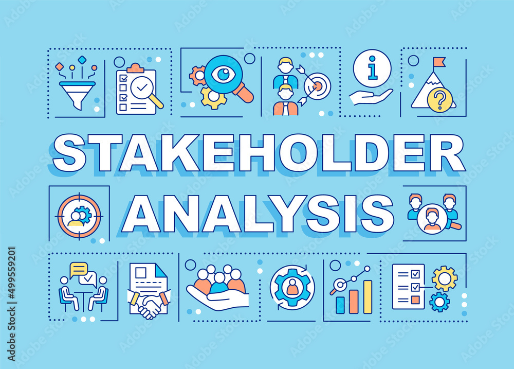 Stakeholder analysis word concepts blue banner. Potential partners ...