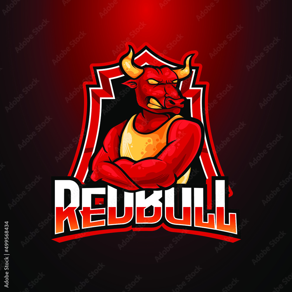 Red Bull E-Sport Logo, Mascot, and Emblem Template Isolated Vector ...