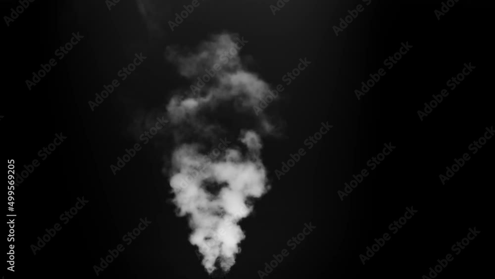 White Smoke Rises in a Dense Stream. White vapor or smoke slowly rises ...
