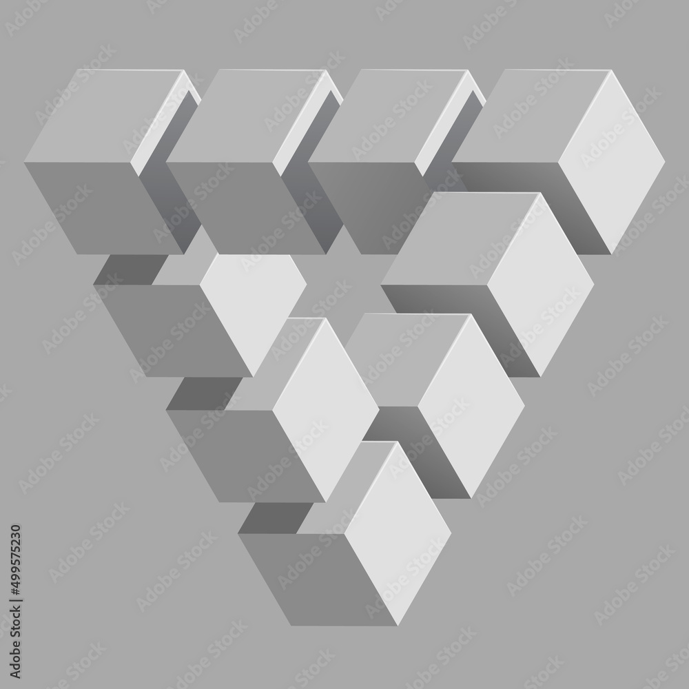 Figure from a set of cubes. Vector illustration of a set of gray cubes ...
