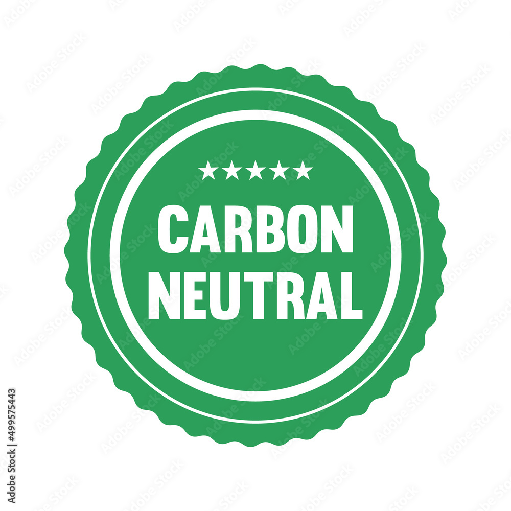Green carbon neutral stamp or logo. CO2 neutral certified round emblem ...