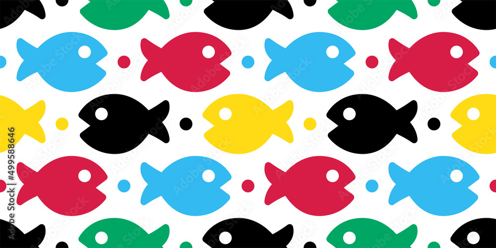 fish Seamless pattern vector tuna salmon cartoon pet shark dolphin ...