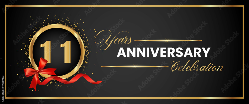 11 Years Anniversary Celebration Gold and Black Color Vector ...