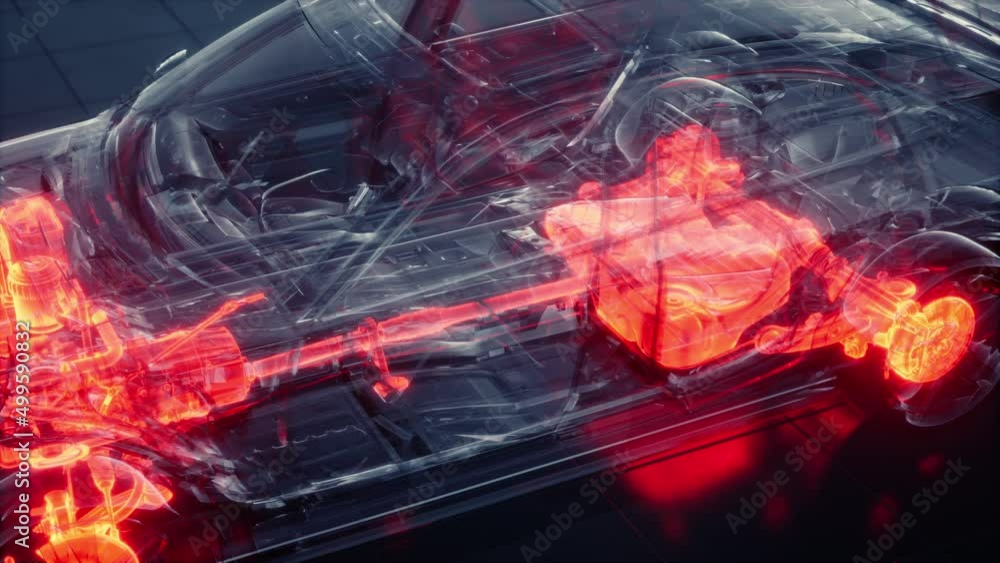 transparent car with engine in laboratory Stock Video | Adobe Stock