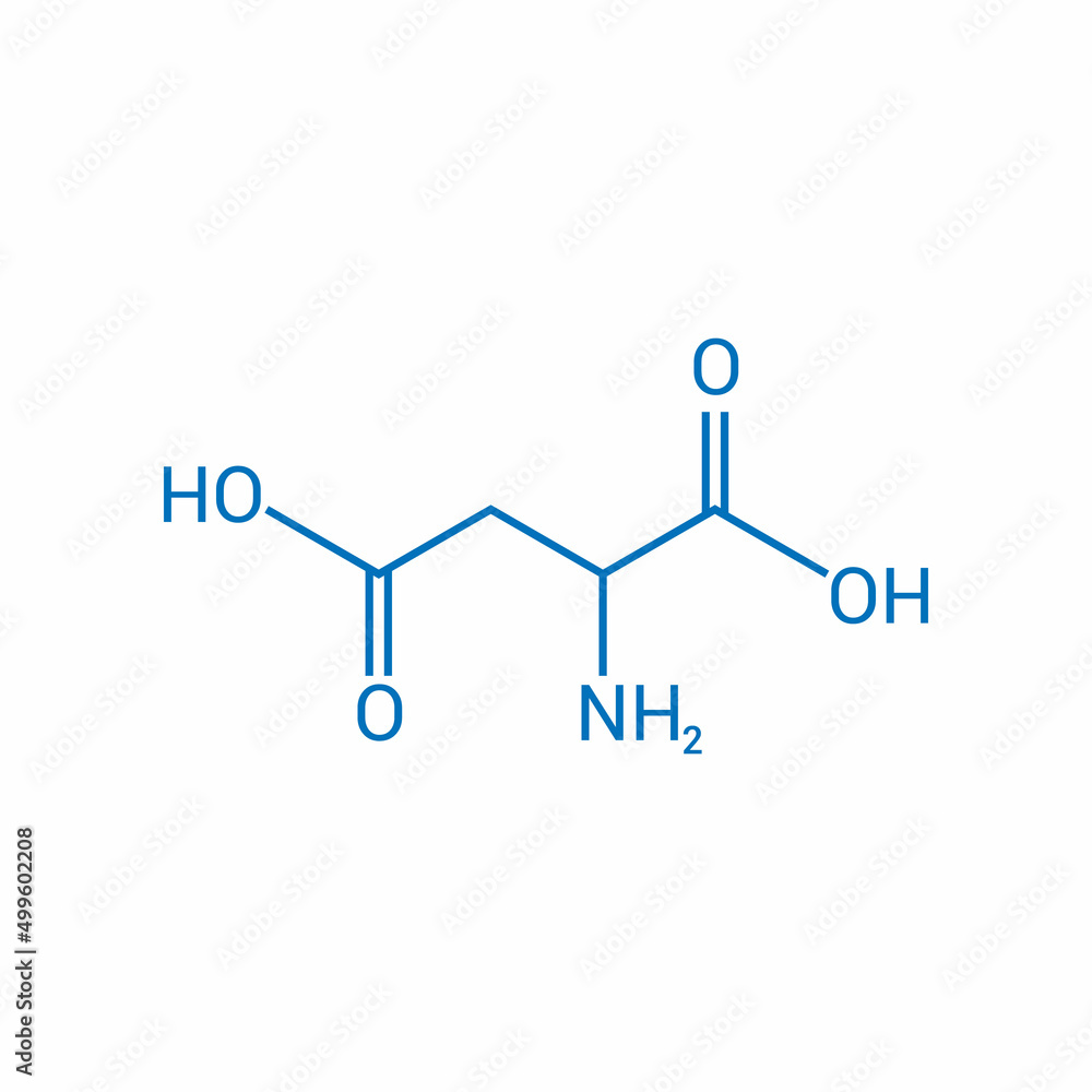 chemical structure of Aspartic acid (C4H7NO4) Stock Vector | Adobe Stock