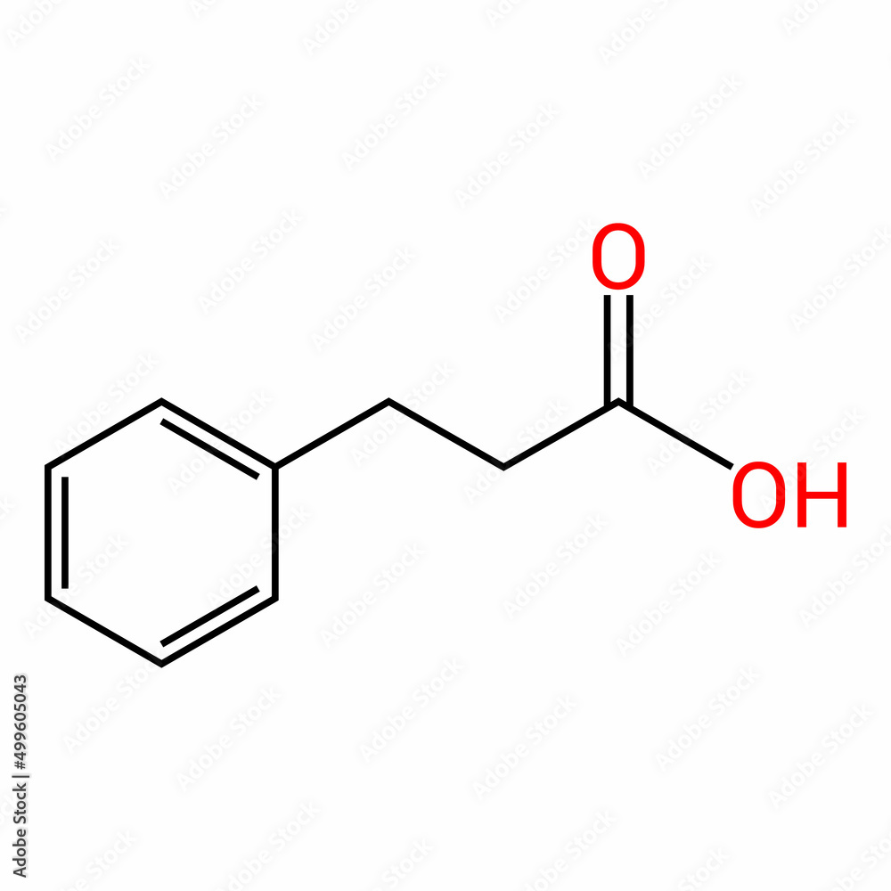 chemical structure of hydrocinnamic acid (C9H10O2) Stock Vector | Adobe Stock