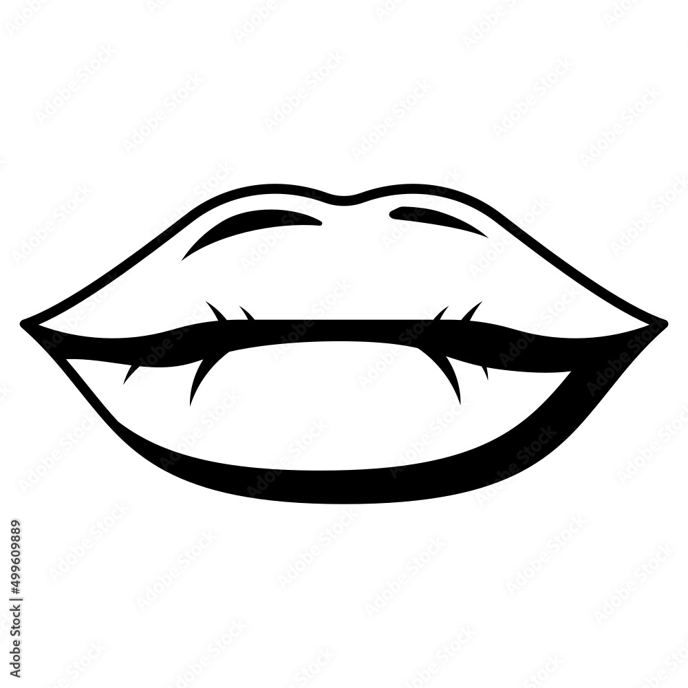 Vecteur Stock Half Opened Lip Vector Line Icon Design Organ System