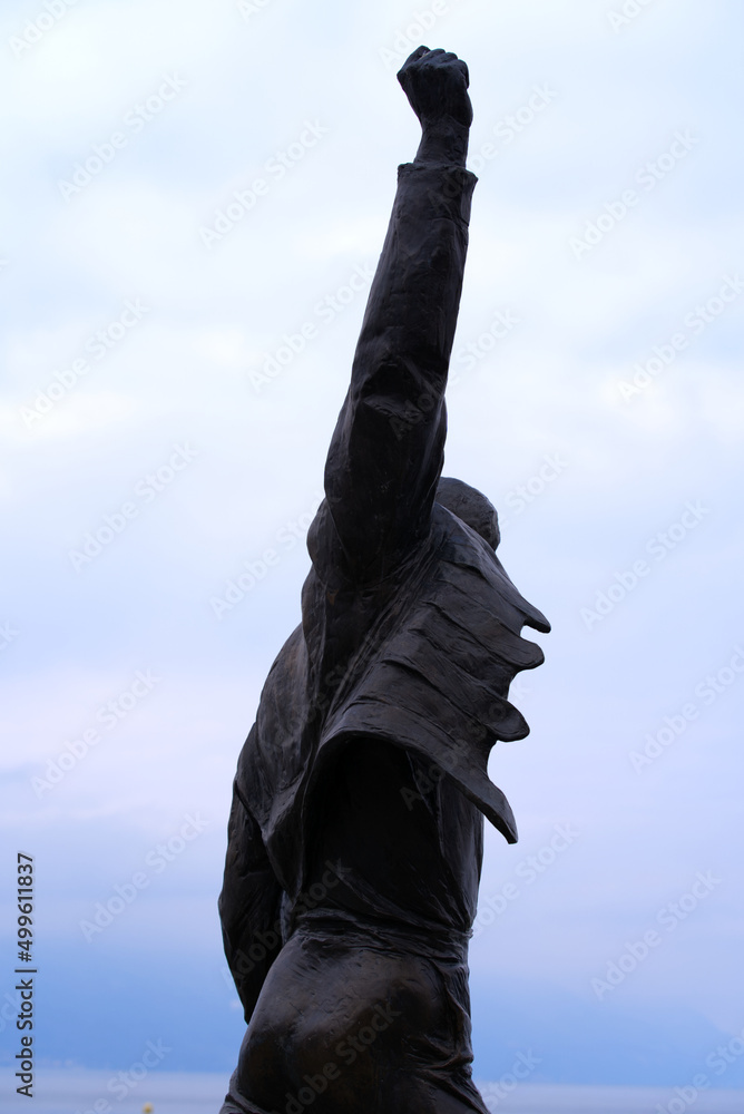 Famous bronze statue of former singer of Pop Rock band The Queen at ...