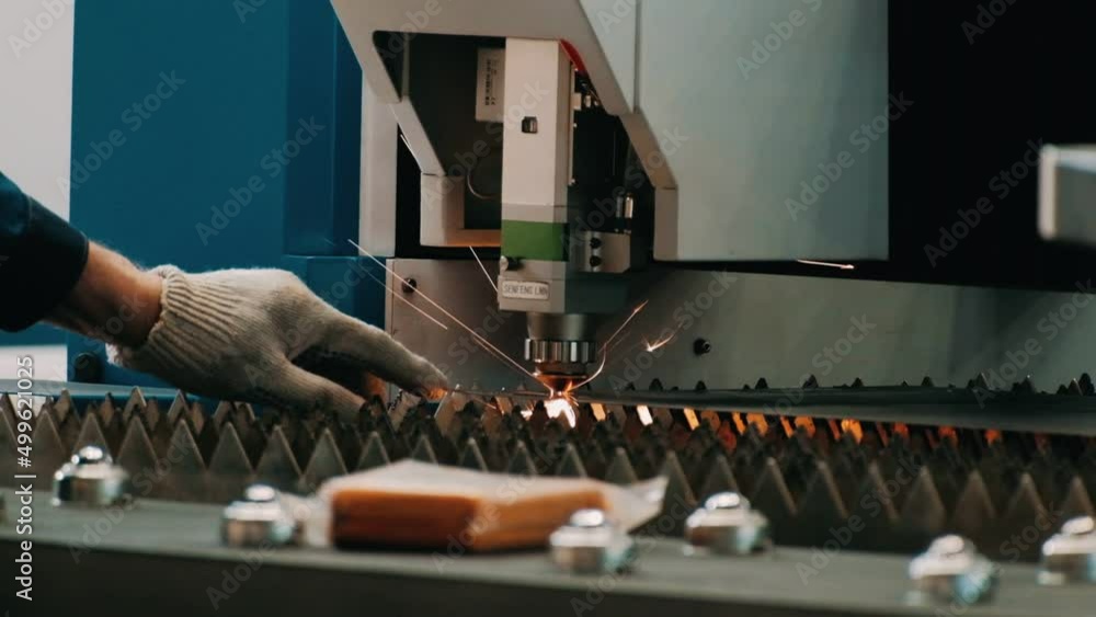 Laser cutting machine for sheet metal. close-up. modern machine with ...