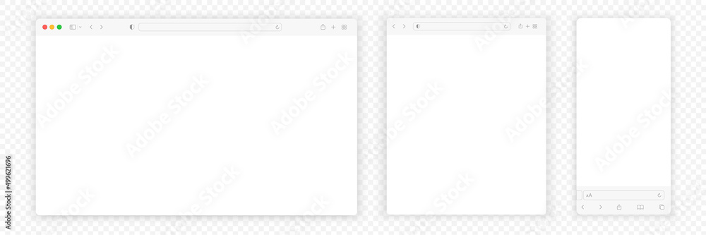 Web browser window white template. Realistic blank browser window with ...