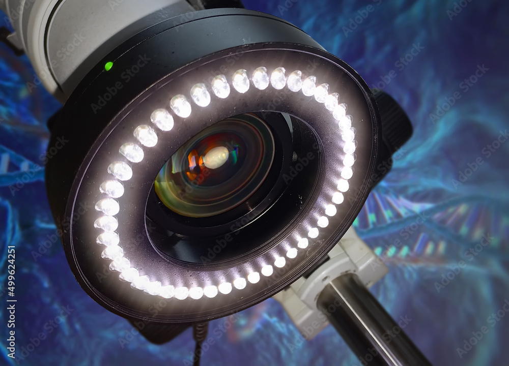 Led microscope ring light. Ring light. Adjustable lamp for laboratory ...