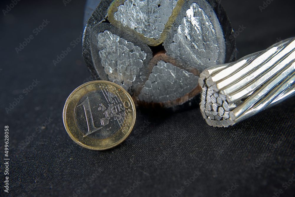 Electric cable from metal alloys for electric power industry and 1 euro ...