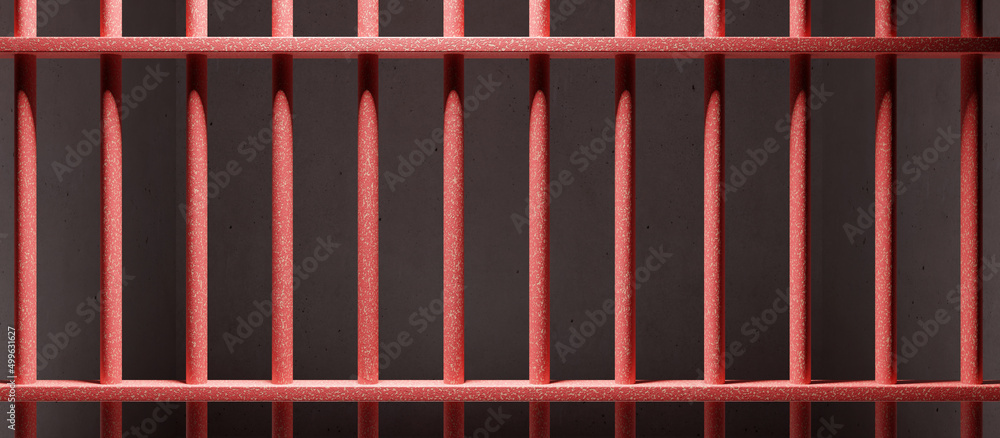 Prison lattice, red jail metal bar grate, dungeon interior. Safety and ...