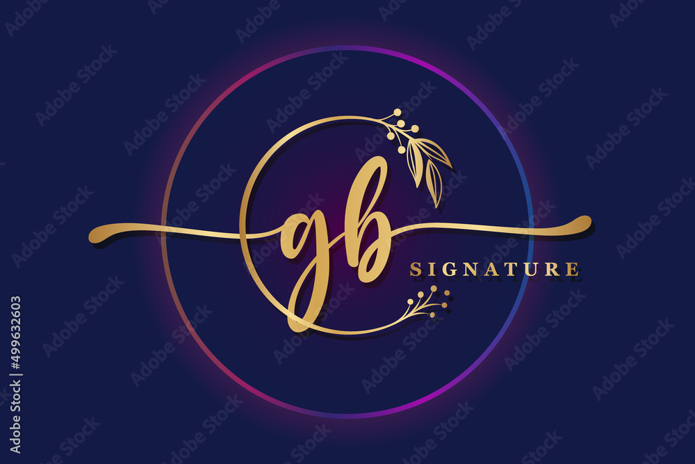 luxury signature logo design initial GB. Handwriting vector logo design ...
