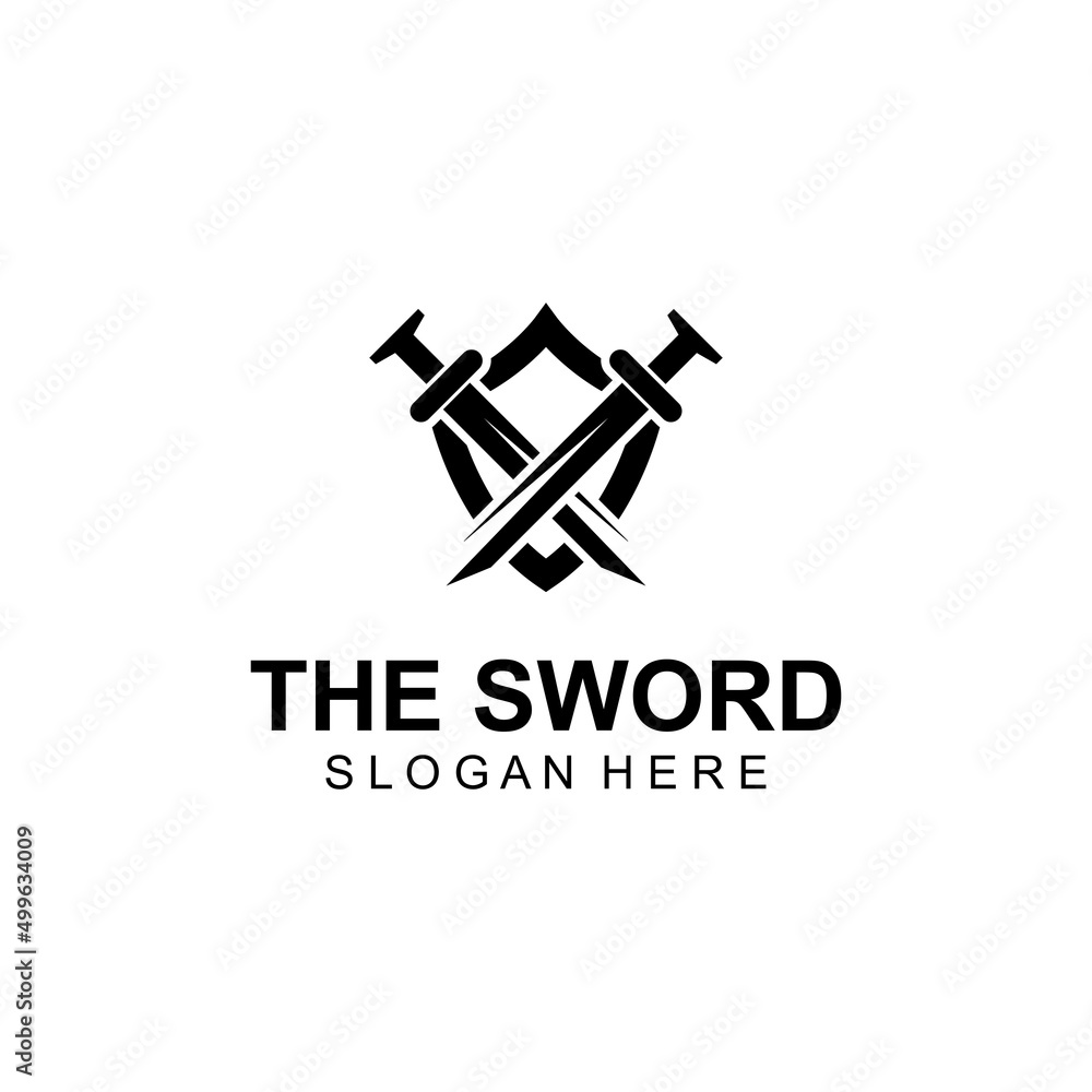 Sword, shield and king's sword logo. Logo design vector illustration ...