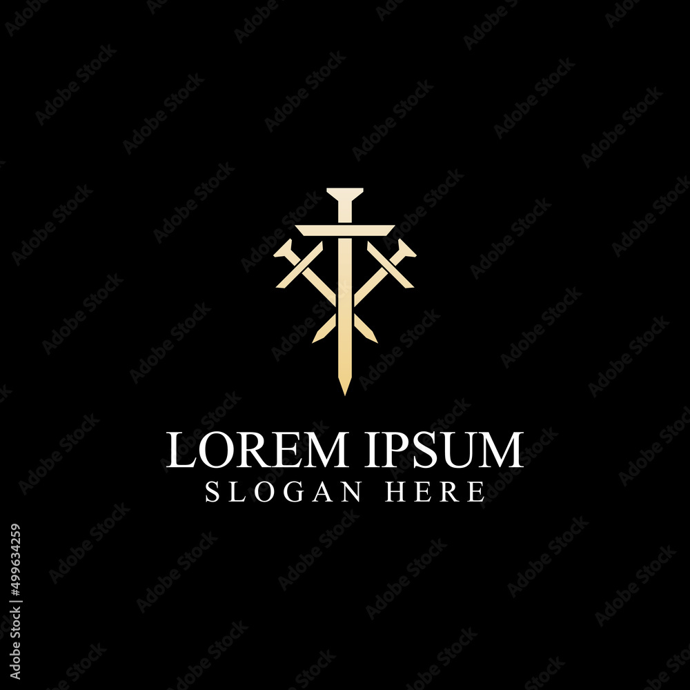 Sword, shield and king's sword logo. Logo design vector illustration ...