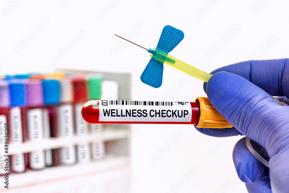Doctor holding Blood tube and butterfly Needle for wellness checkup ...