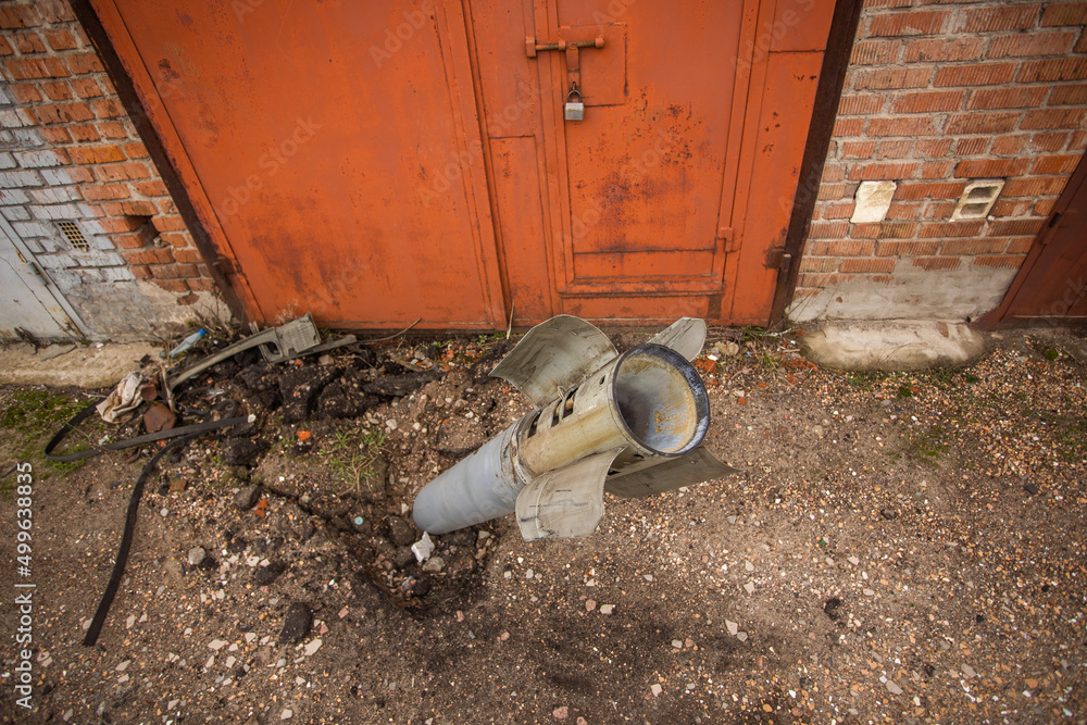 Close-up view stock image of real unexploded military missile, torpedo ...
