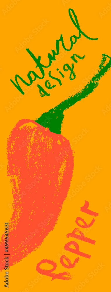 Vector hot pepper banner. Hand-drawn pepper illustration. Red chilli ...
