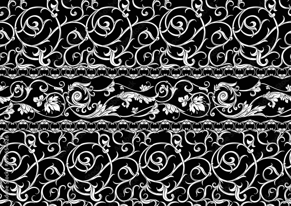 Seamless pattern, background In baroque, rococo, victorian, renaissance ...
