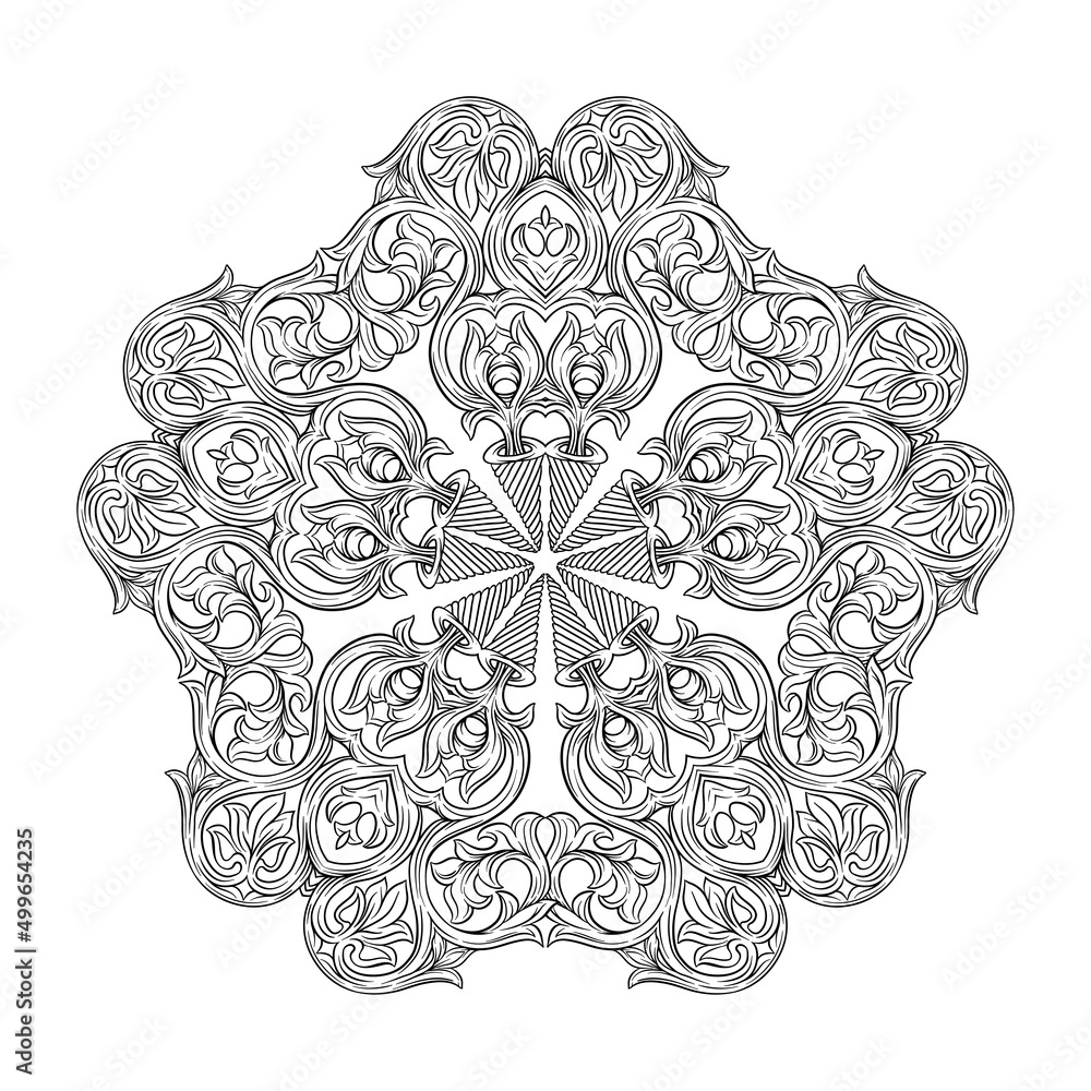 Interlacing circular abstract ornament in the medieval, romanesque ...