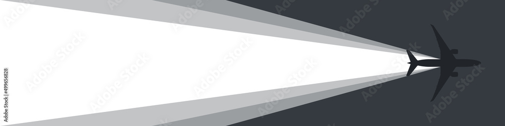 Airplane with a flight path. An airplane leaving a beam of light behind ...