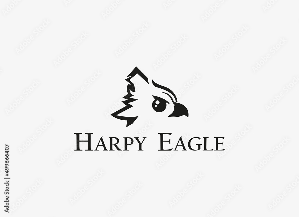 Eagle Logo. Black Geometric Shape Harpy Eagle Head isolated on White ...