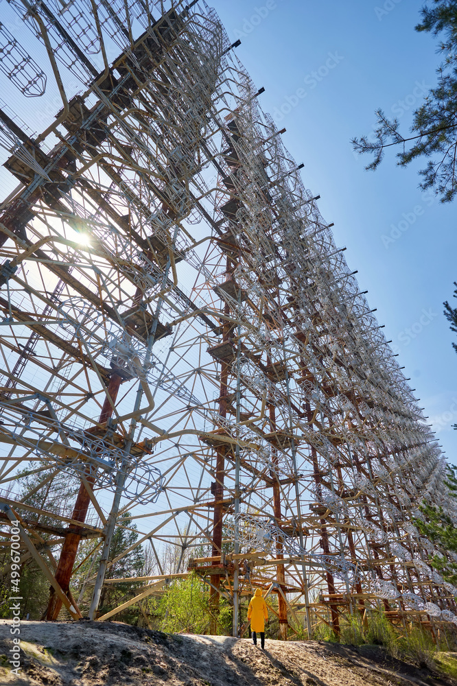 Large antenna field. Soviet radar system Duga at Chernobyl nuclear ...