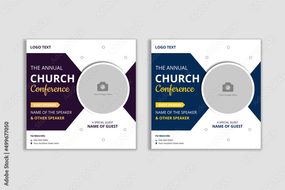 Church conference social media post, web banner, worship flyer, church ...