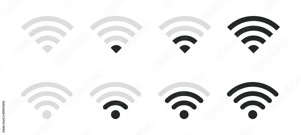 Set of wifi icons. Connection and internet icon signal. Vector wi-fi ...