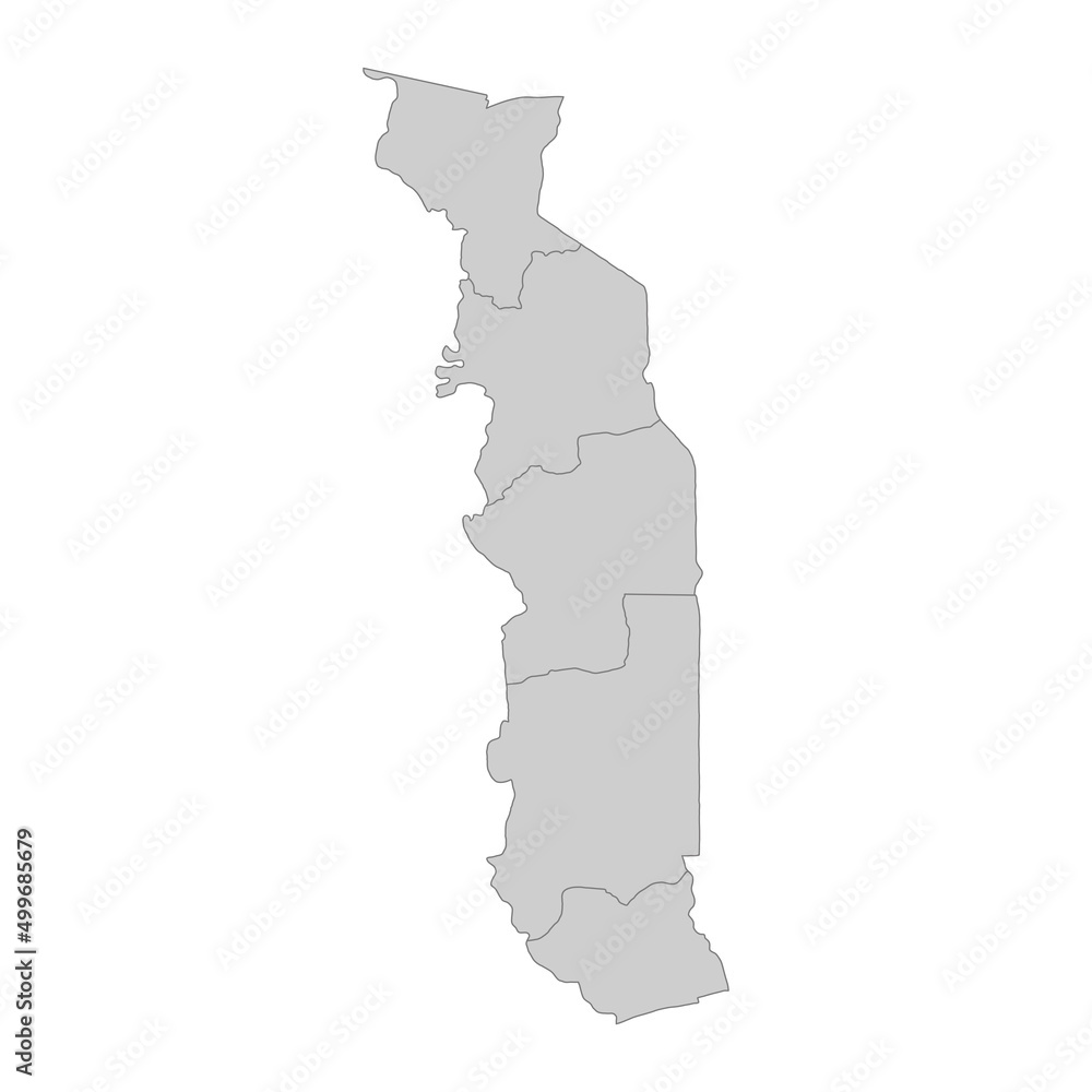 Outline political map of the Togo. High detailed vector illustration ...