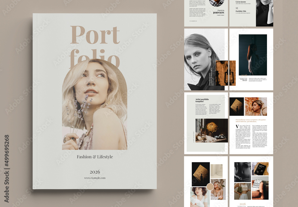 Portfolio Layout with Brown Accents Stock Template | Adobe Stock