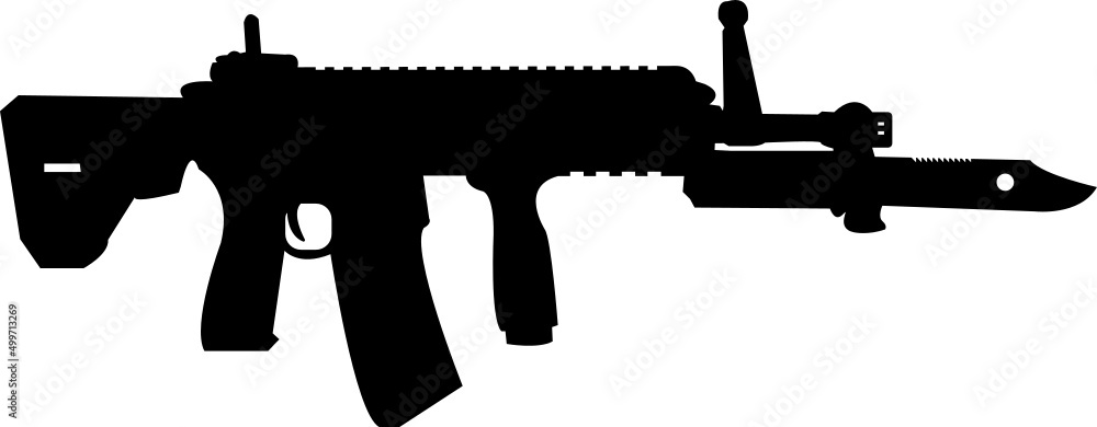 Vetor de m416 hk416 rifle gun with knife assault rifle svg vector cut ...