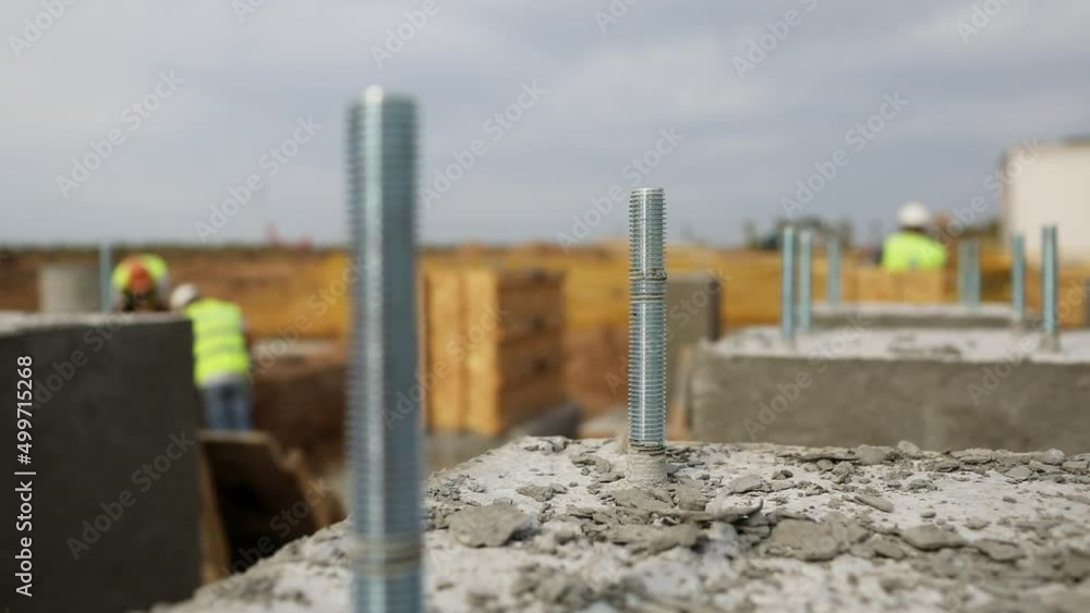 Grouted anchors installed with concrete grout after formwork ...
