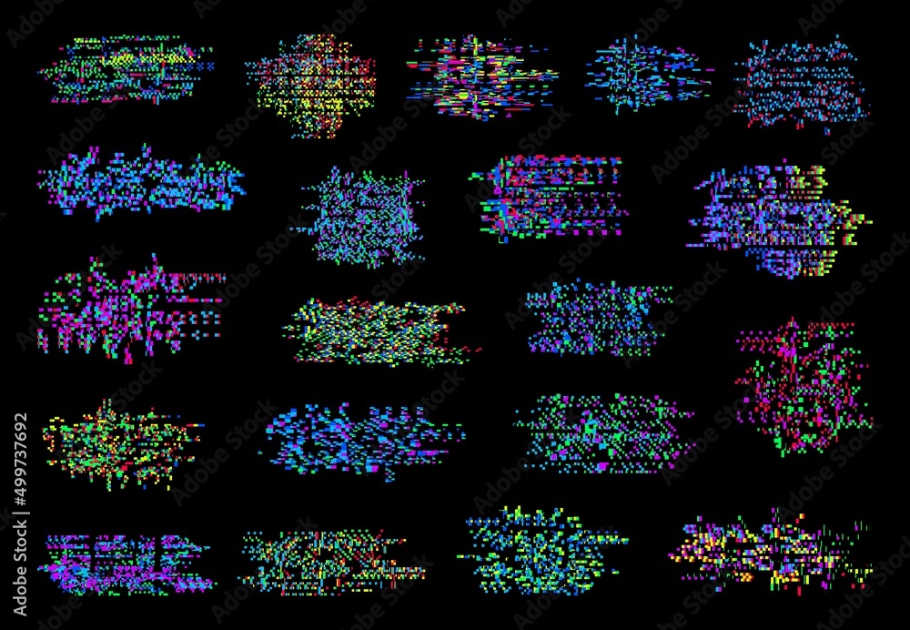 TV color pixel noise glitch, monitor signal decay and screen bugs. VHS ...