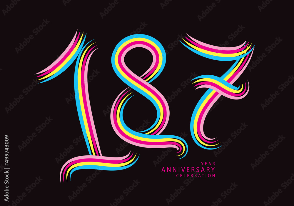187 number design vector, graphic t shirt, 187 years anniversary ...