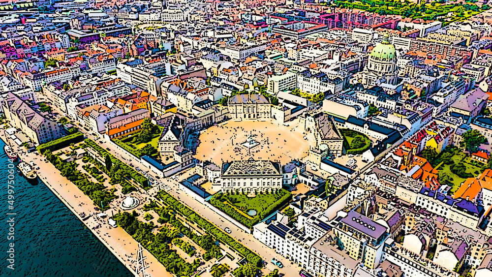 Copenhagen, Denmark. Amalienborg. The palace complex of the XVIII ...