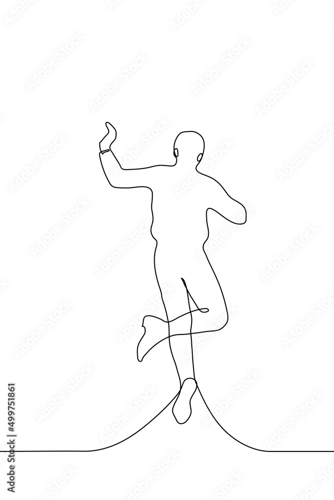 man dancing - one line drawing vector. concept silhouette of a male ...