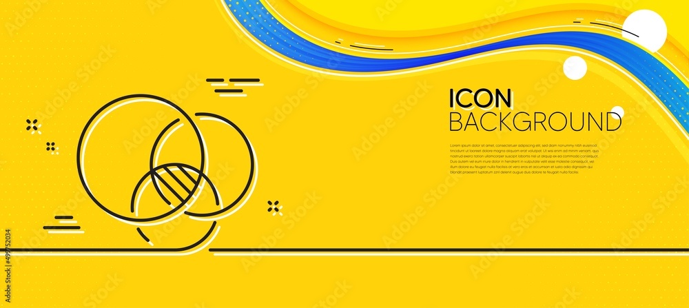 Euler diagram line icon. Abstract yellow background. Eulerian circles ... Euler diagram line icon. Abstract yellow background. Eulerian circles ...