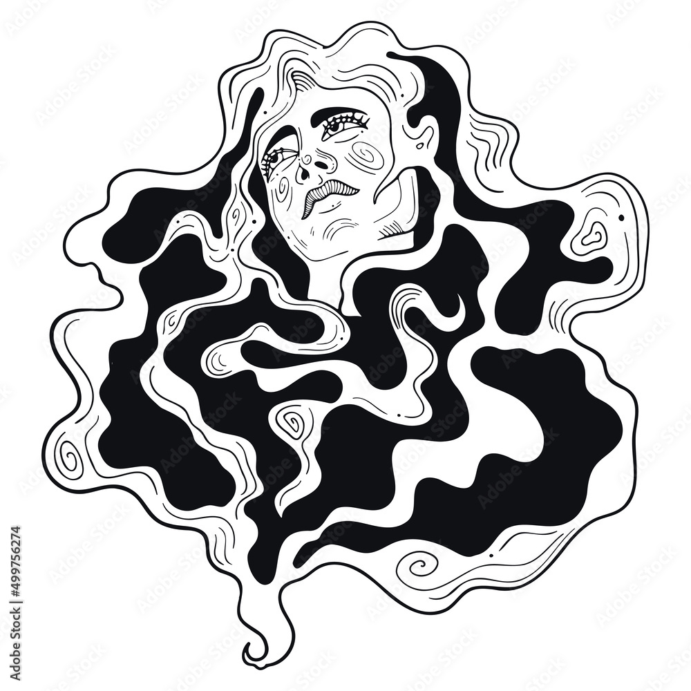 Girl With Hair Outline Template