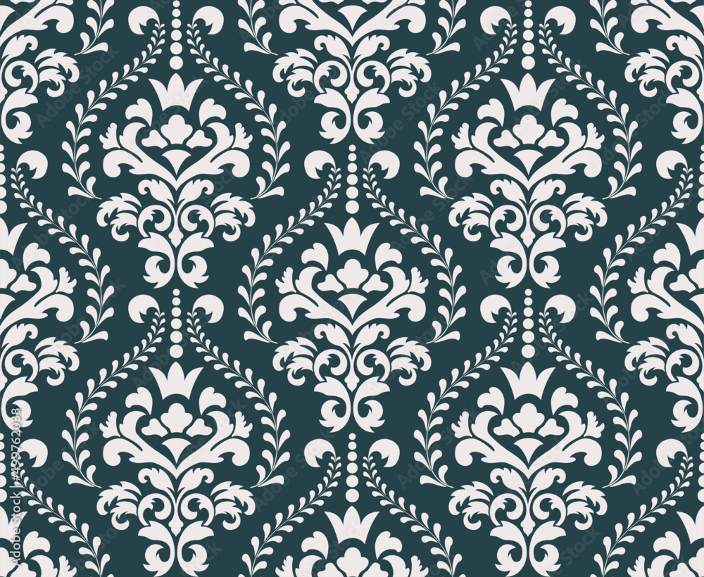 Damask seamless pattern element. Vector floral damask ornament vintage ...